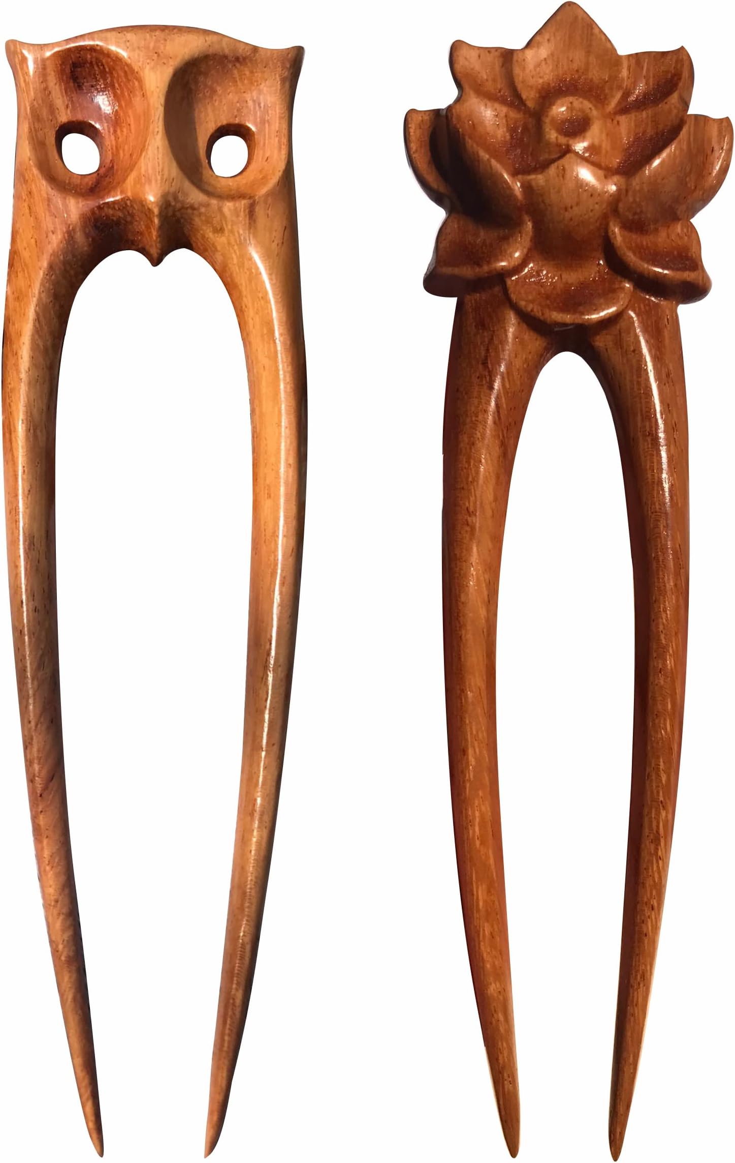 Amazon.com : Handicraftviet Wood Hair Pin Hand-Carve Hair Forks for ...