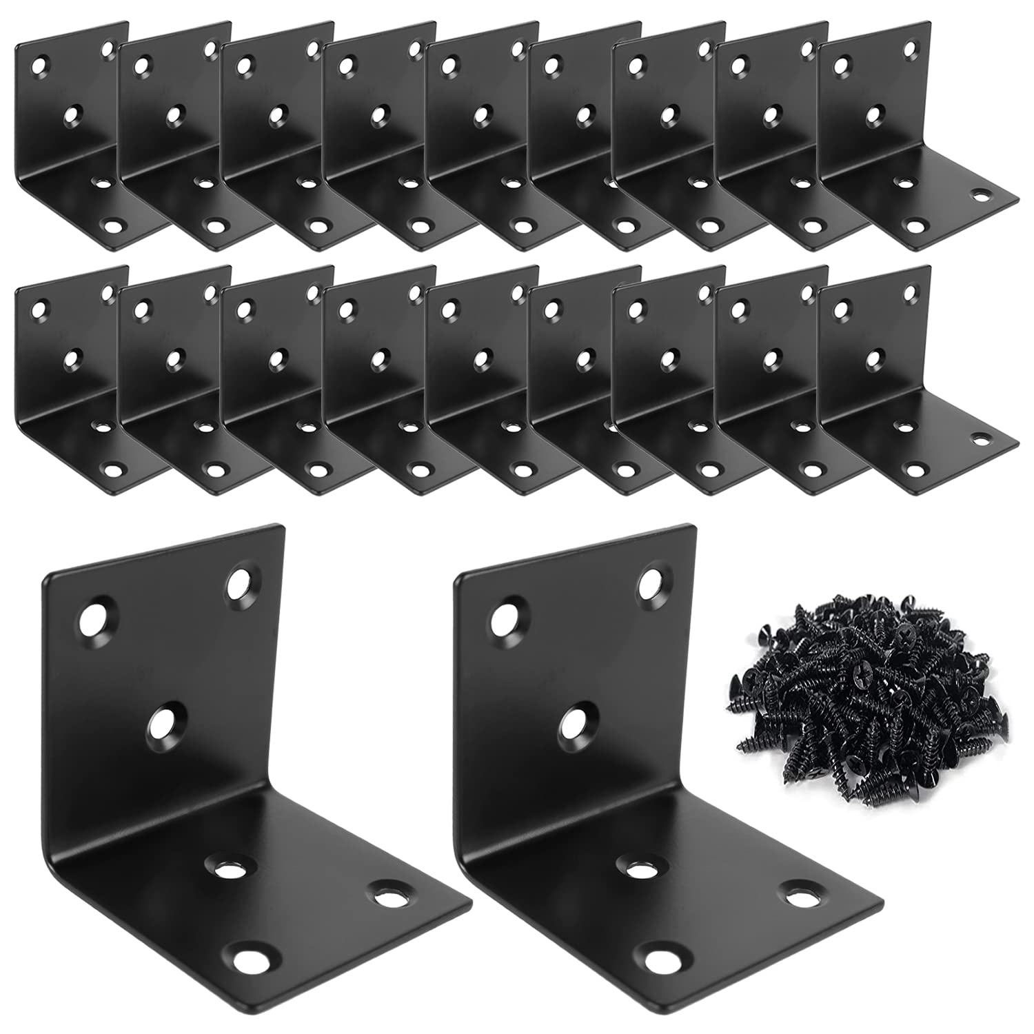 20 PCS Corner Brace L Bracket Heavy Duty Black Corner Bracket ...
