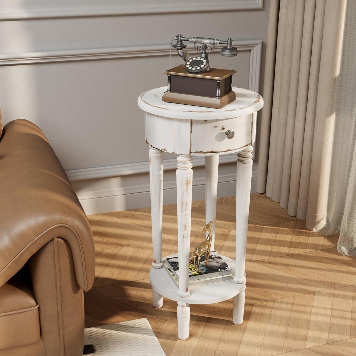 Amazon.com: SUNBURY Farmhouse Tall End Table Living Room 28" Rustic ...