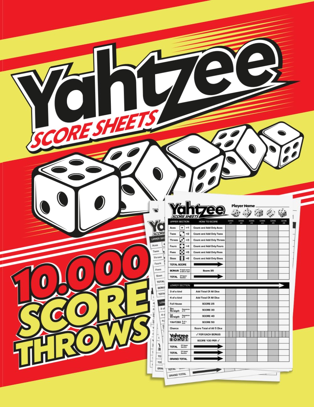 Amazon.co.jp: Yahtzee: Score Sheets, 100+ Pages with 10000 score throws ...