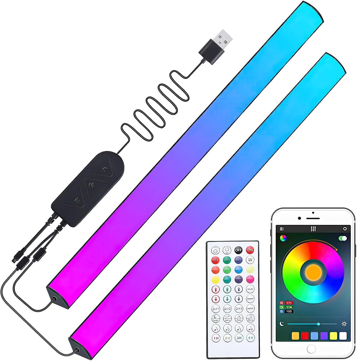 Melofo 2-branched RGB Under Monitor Light Bar Gaming RGB LED Lightbars ...