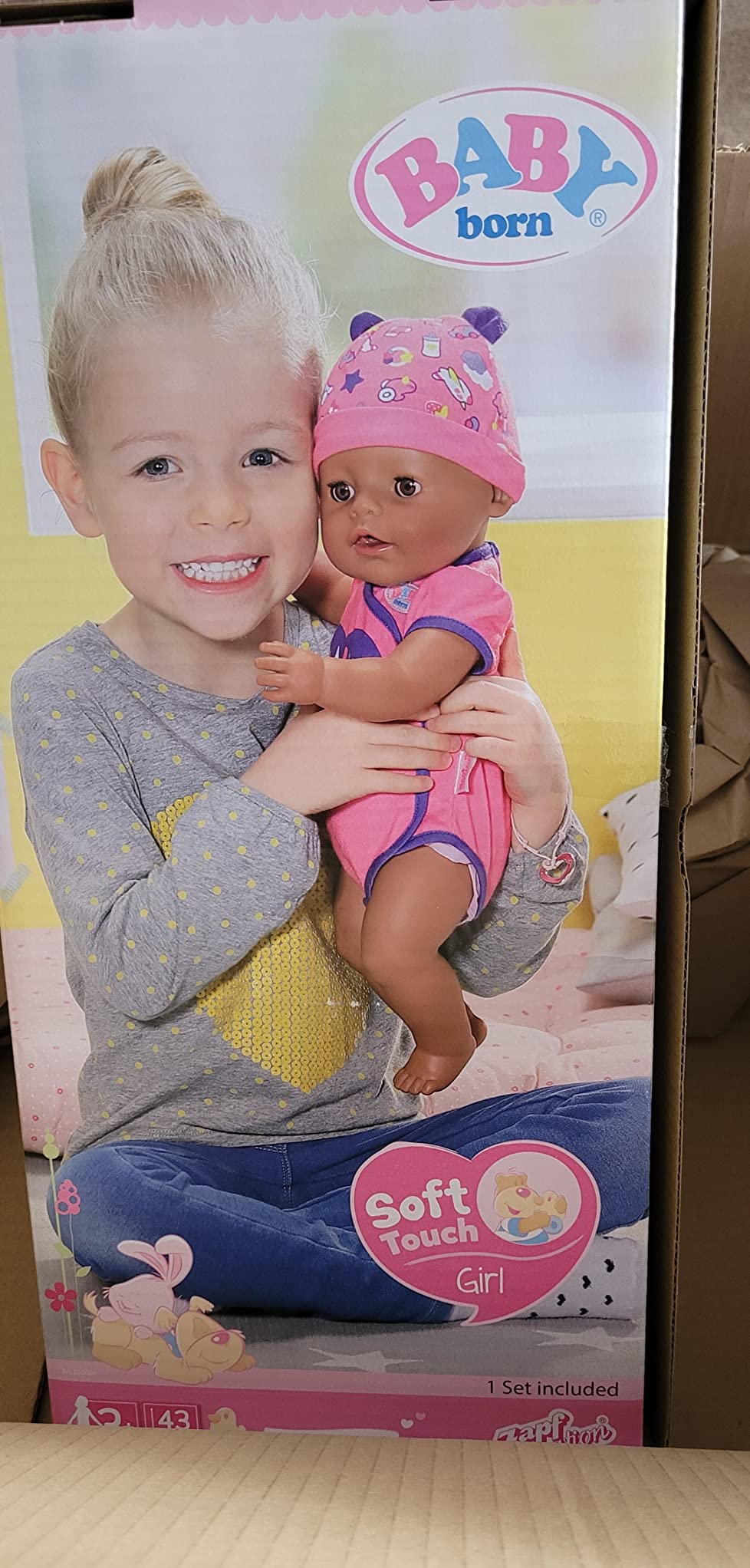 BABY born 826089 Soft Touch-Girl with Brown Eyes Interactive Function ...