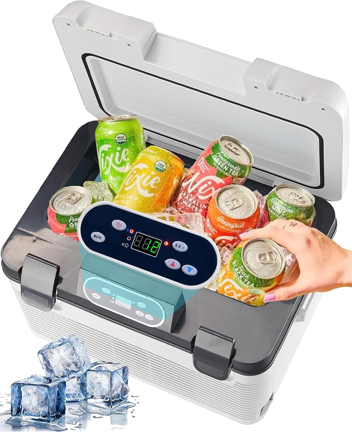 14 L Portable Mini Fridge Car Refrigerator with LCD Display Brushless ...