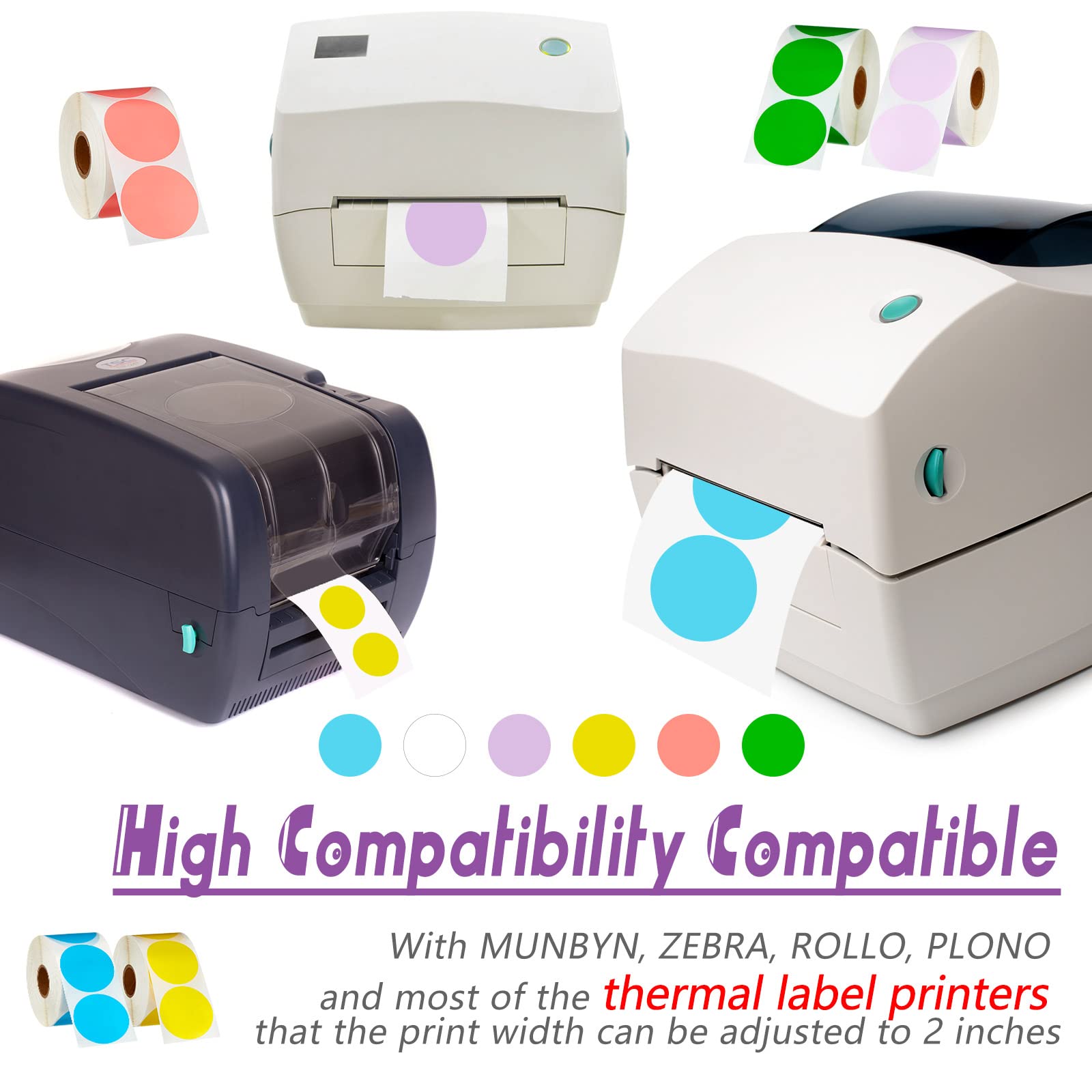 Snapklik.com : Epakh 6 Rolls 2 Inch Circle Direct Thermal Sticker Labels, Round Printer Label ...