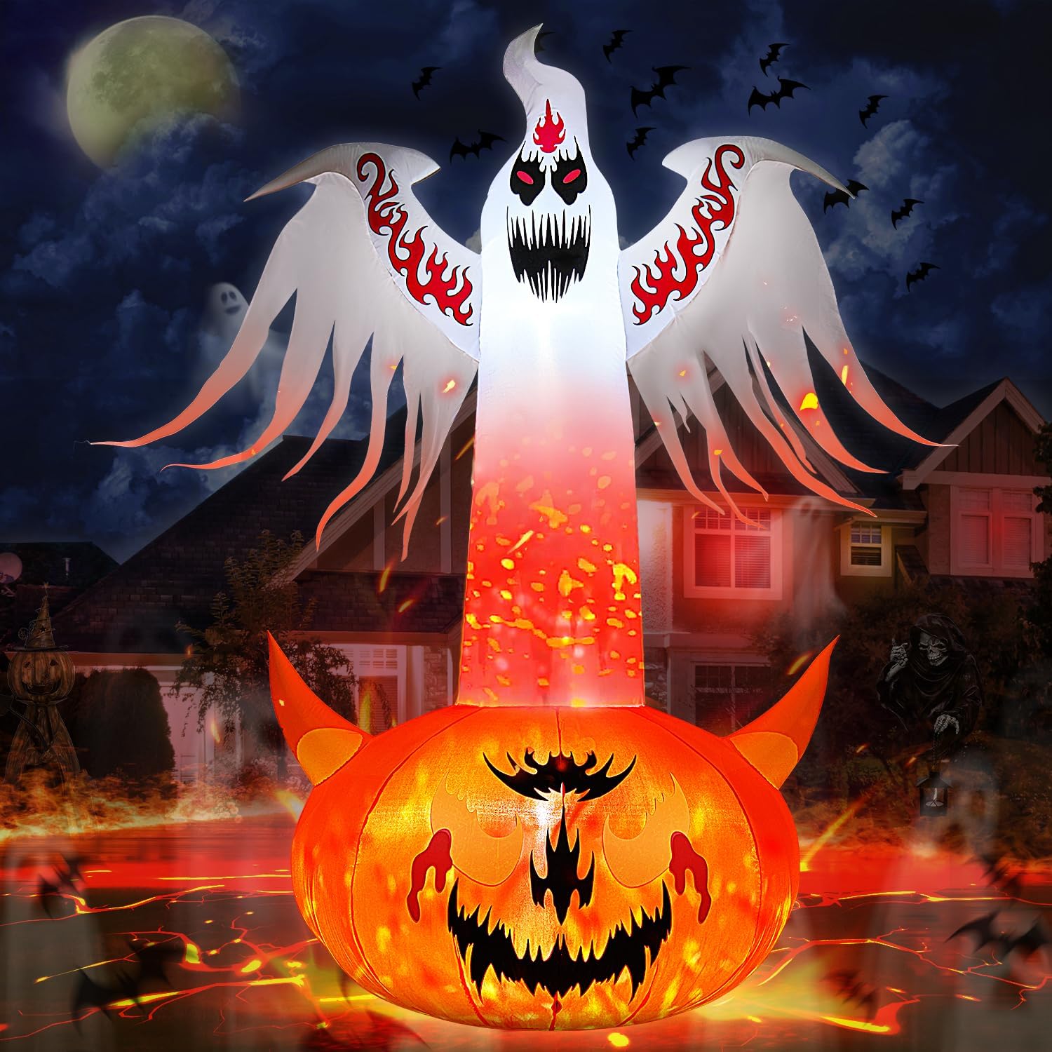 Amazon.com: 8FT Halloween Inflatables Outdoor Decorations Ghost with ...