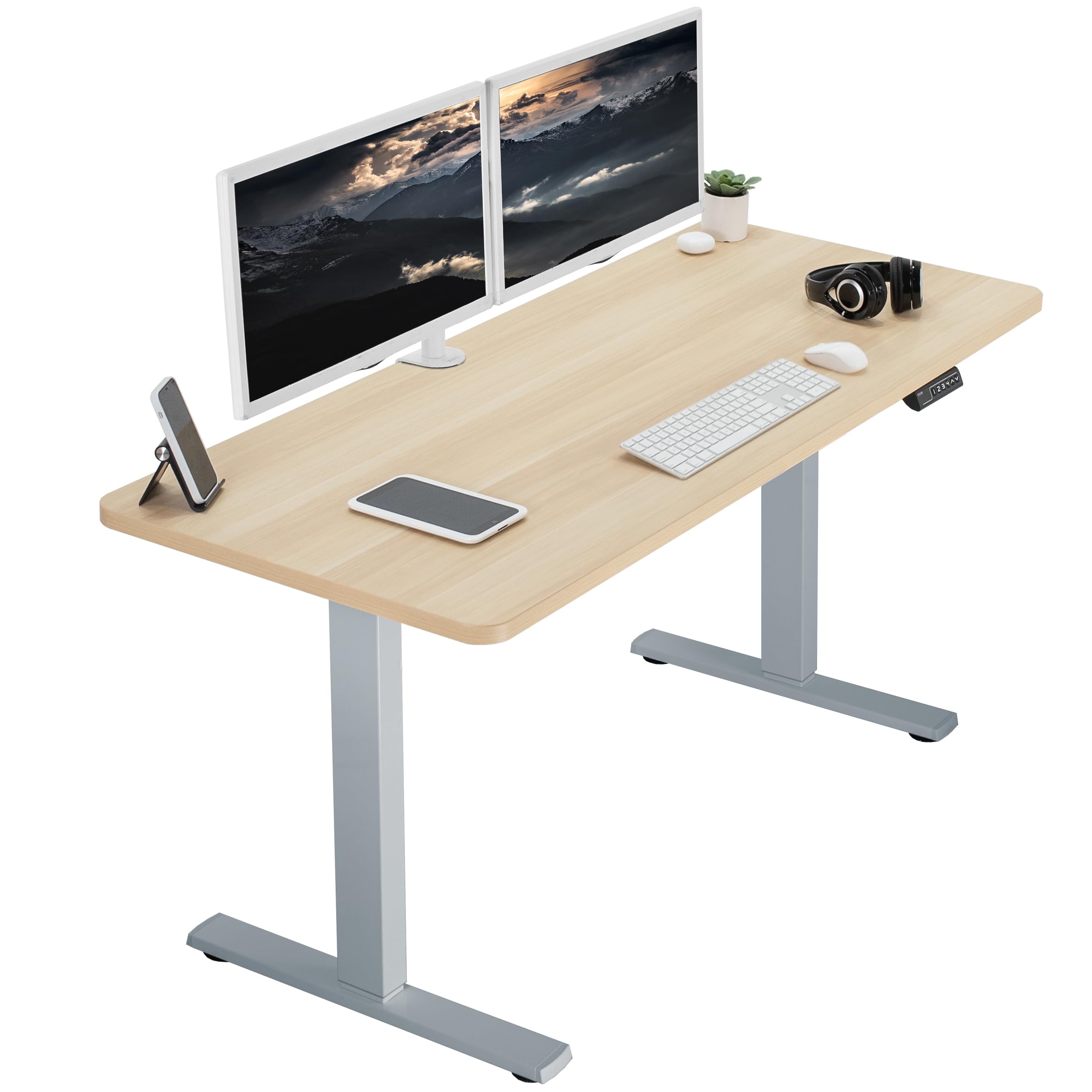 VIVO Electric Height Adjustable 152cm x 61cm Memory Stand Up Desk ...