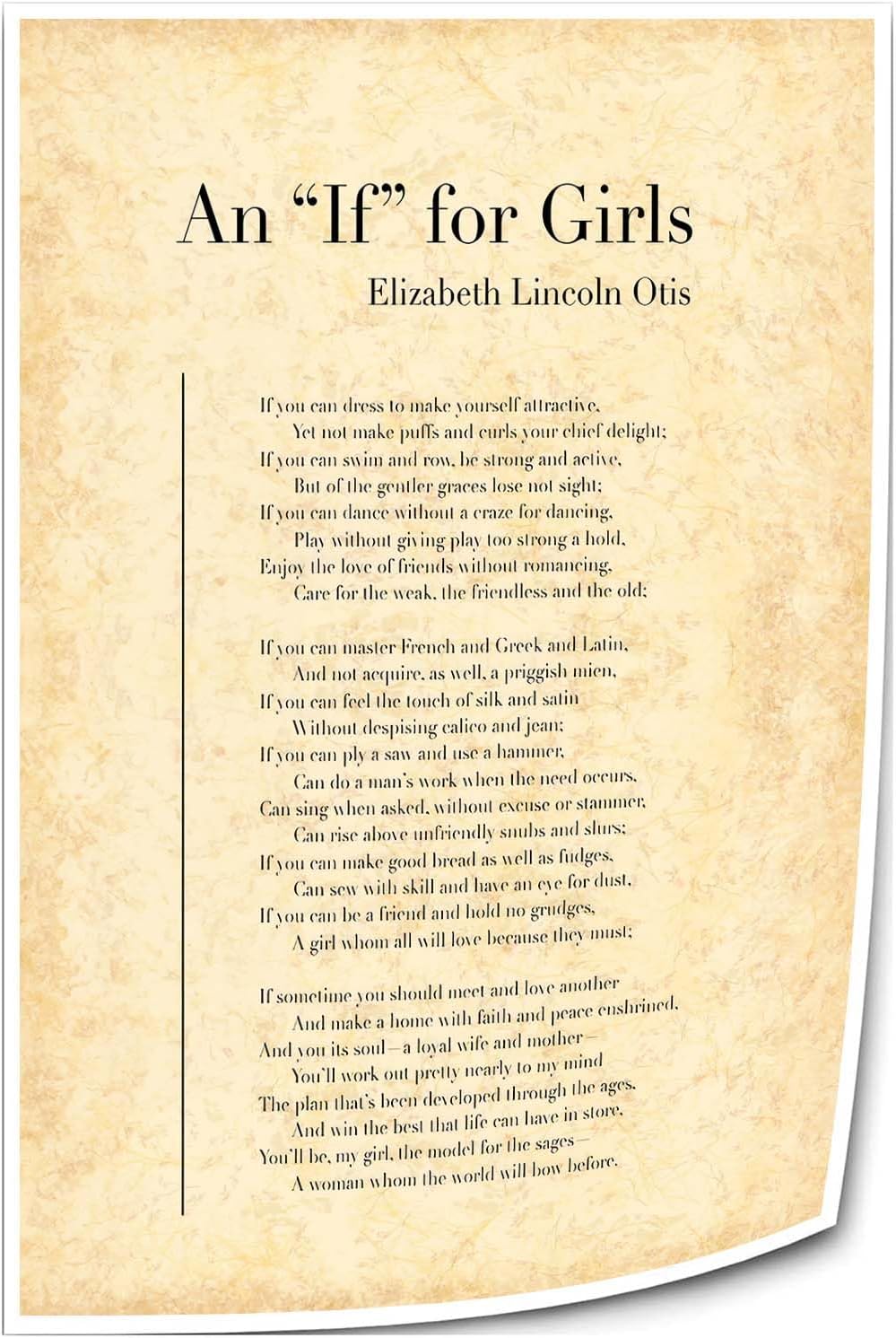 Amazon.com: Yinhambg An “if” for Girls Poem Wall Art Poetry Prints ...