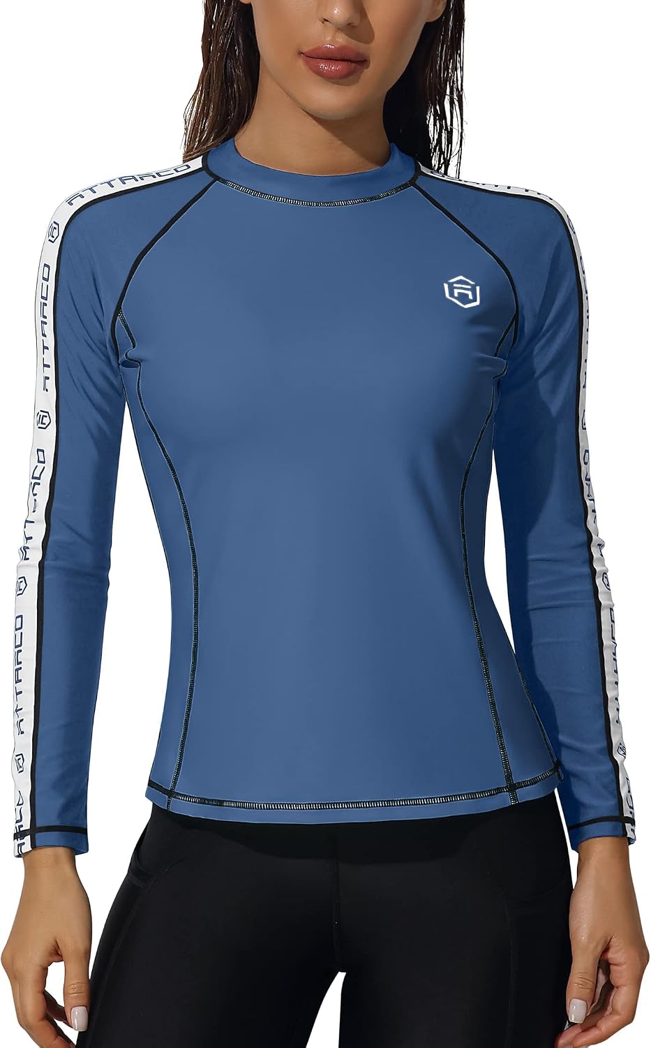 ATTRACO Women's Rash Vest UV Sun Protection Swim Shirt Long Sleeve ...