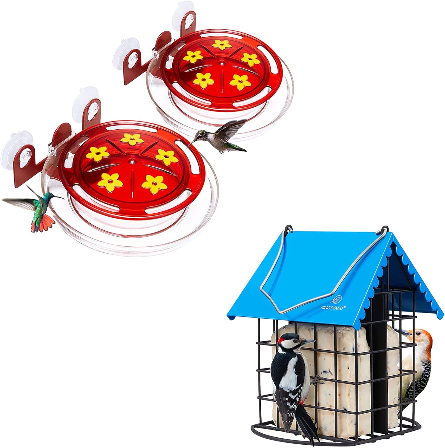 Amazon.com : Kingsyard 2-Pack Window Hummingbird Feeder with Ant Moat ...