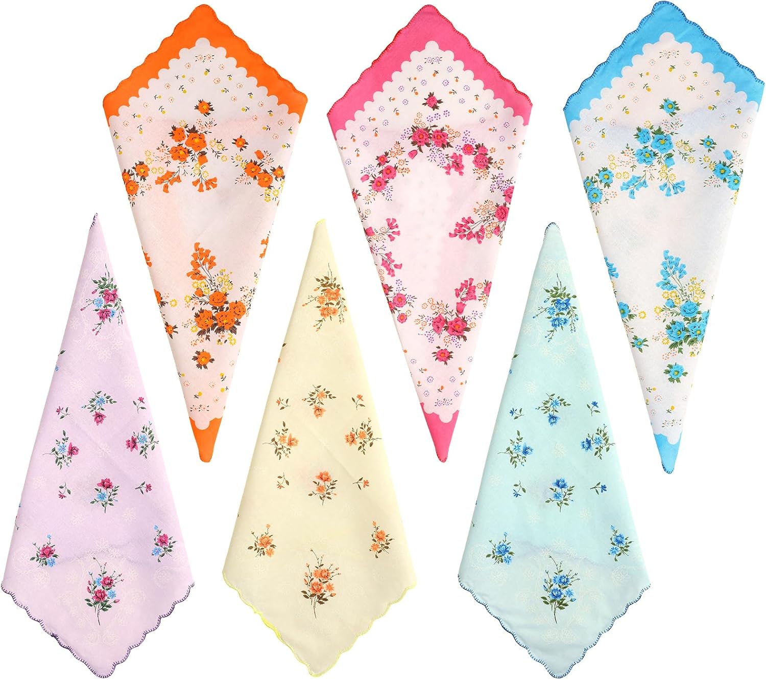 Amazon.com: 6Pcs Handkerchiefs for Women, Multicolored Vintage Floral ...