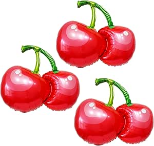 Amazon.com: Giant Cherry Balloons, 3pcs 30” Cherry Foil Balloons for ...
