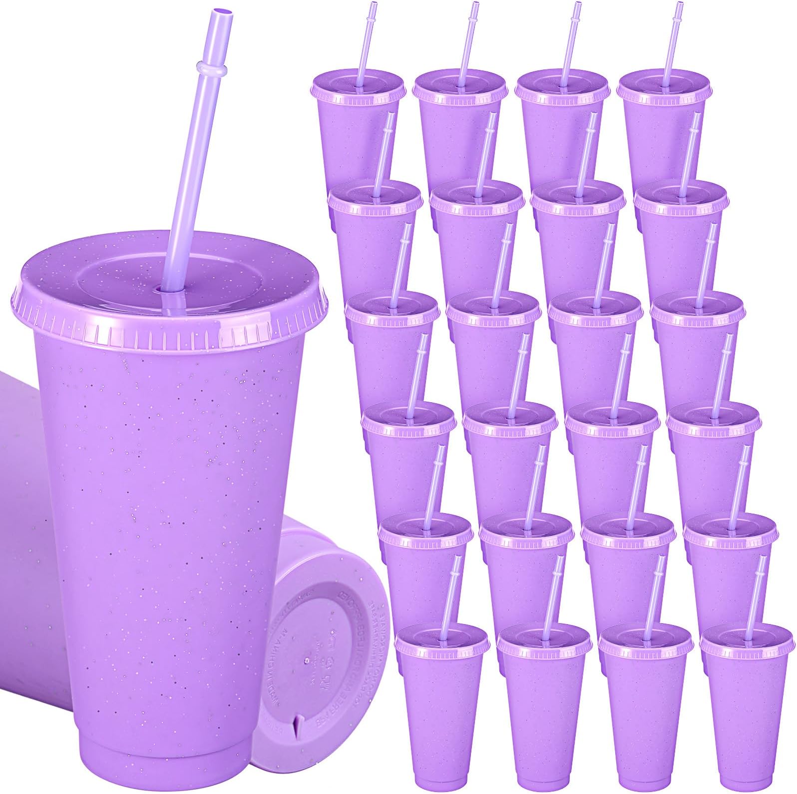 Amazon.com | 6 Pcs Reusable Tumbler with Lids and Straws Plastic Iced ...