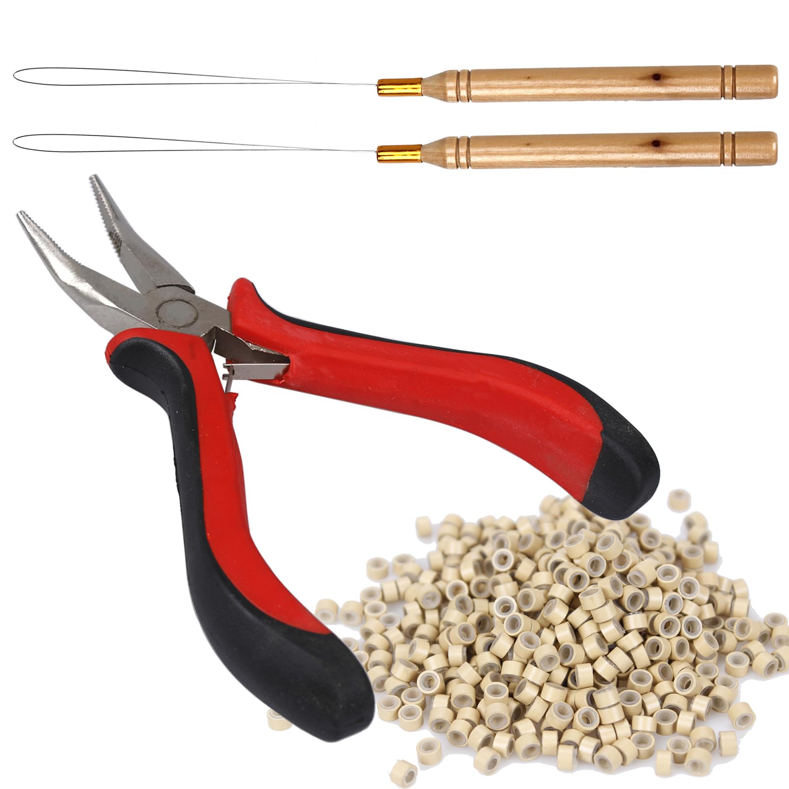 Hair Extension Pliers and Pulling Loop Tool Full Set Tools for Micro ...