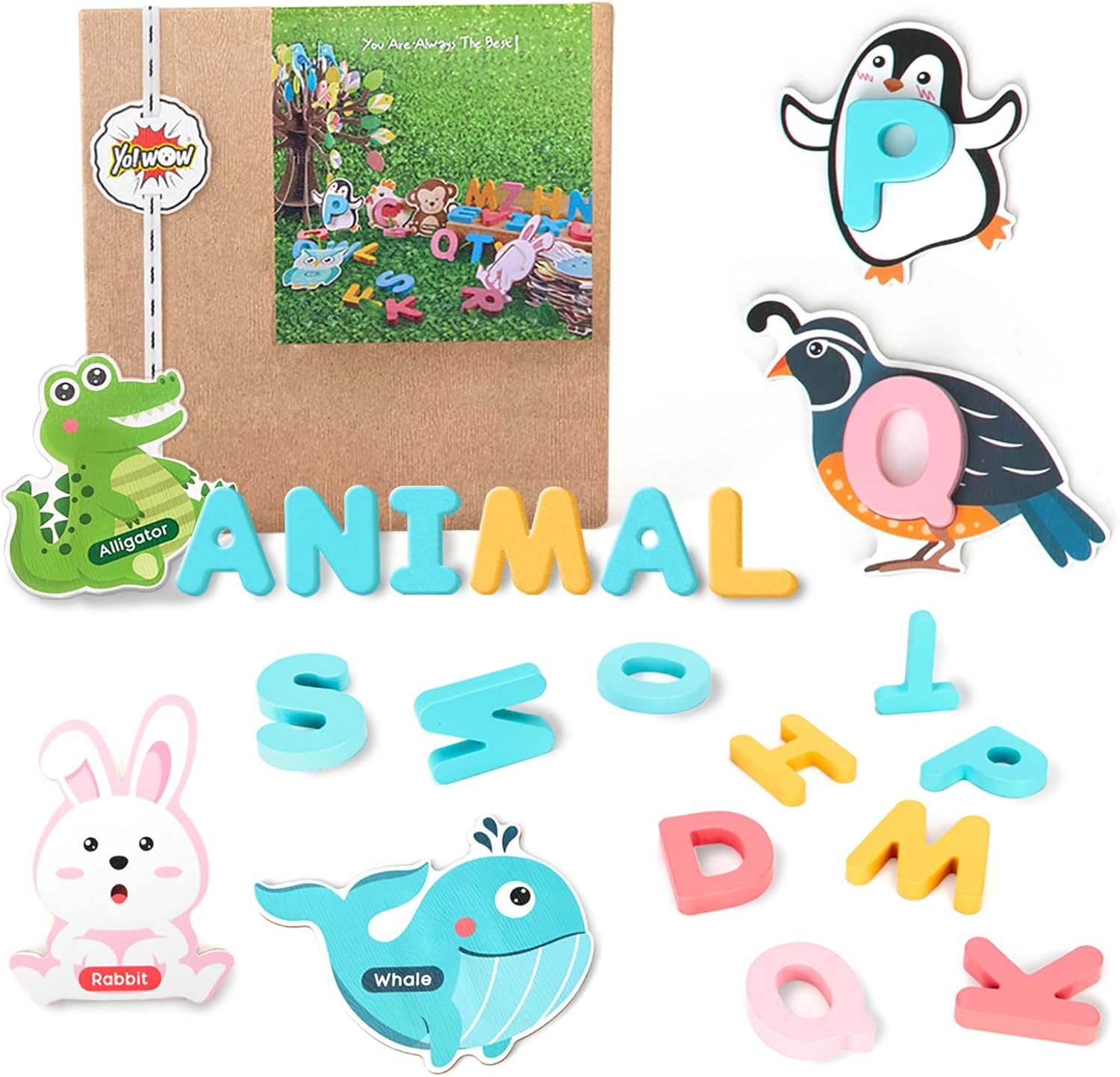 Amazon.com: Wooden Alphabet Matching Toys, Animal Recognition Spelling ...