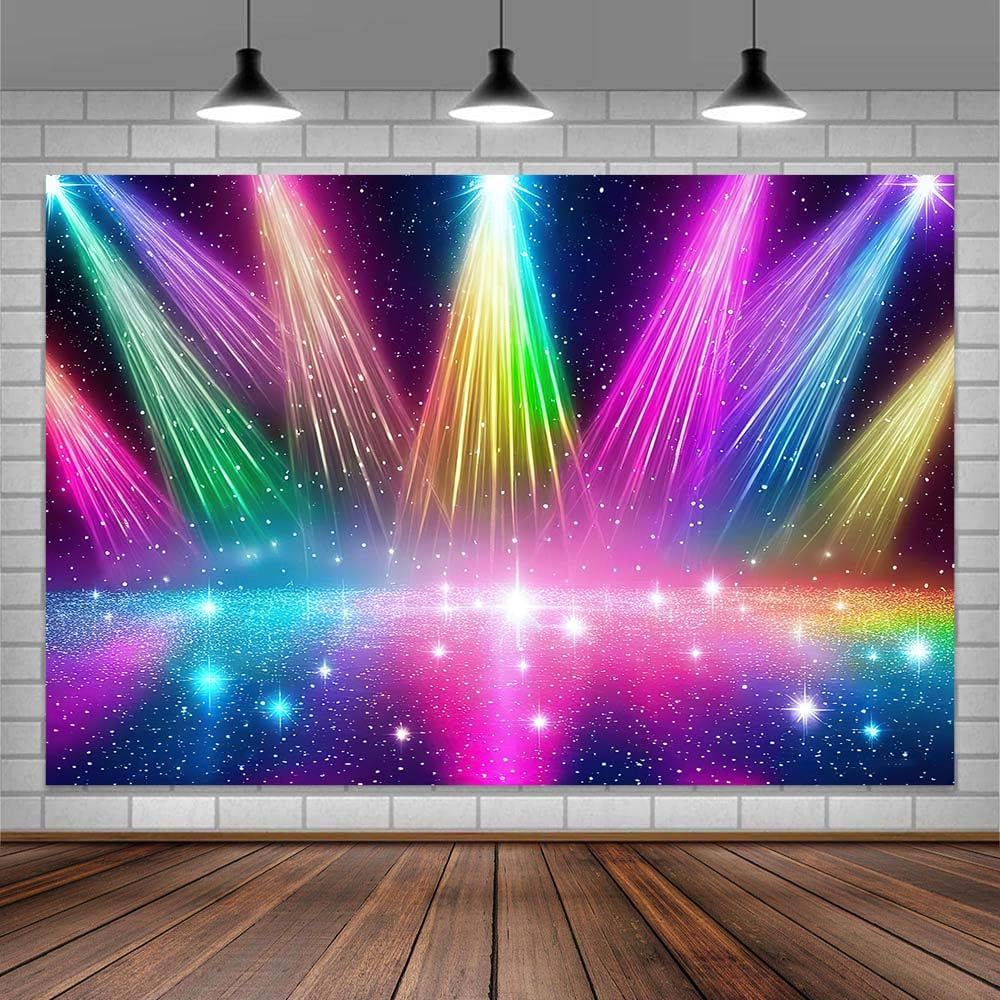 Amazon.com : YCUCUEI Fabric 8x6ft Disco Rainbow Stage 70s 80s 90s ...