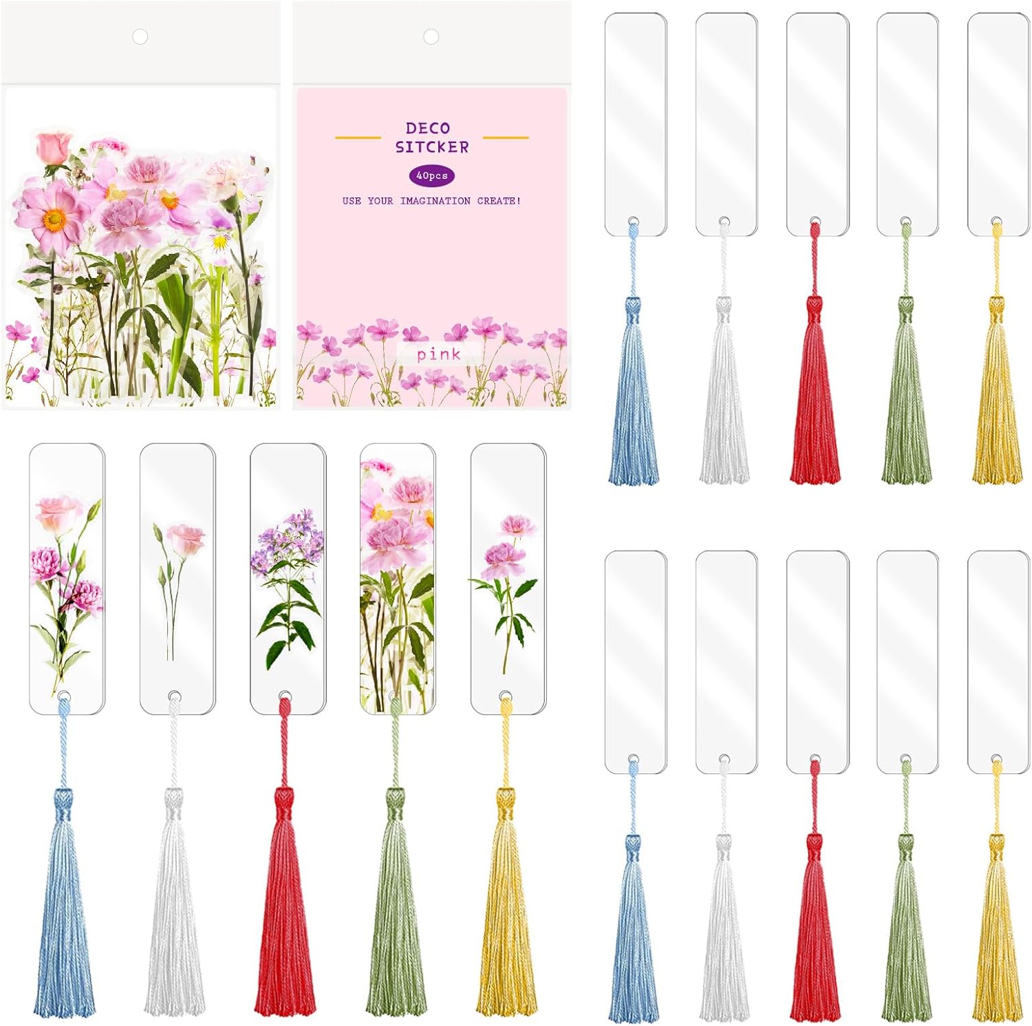 Acrylic Bookmark Blank, 70 Pack Clear DIY Bookmarks With 15 Transparent ...