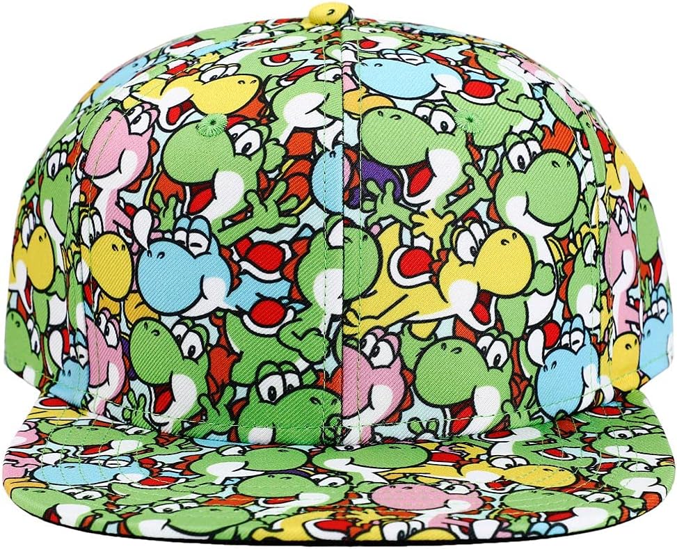 Super Mario Brothers Yoshi All Over Print Snapback Cap for Mens Blue at ...