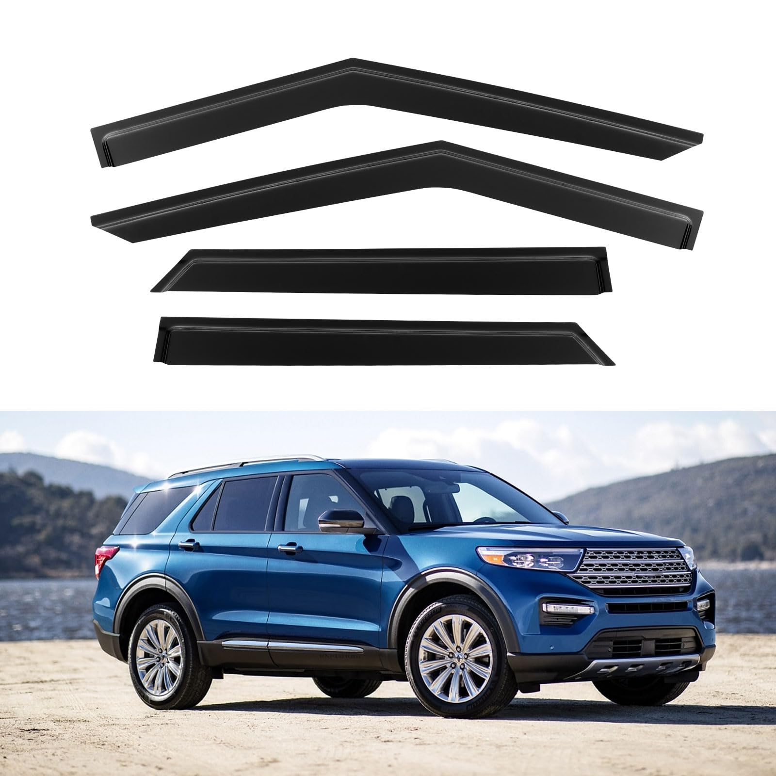 YQAUTEC Window Visors Rain Guards Shield for Ford Explorer 2020 2021 ...