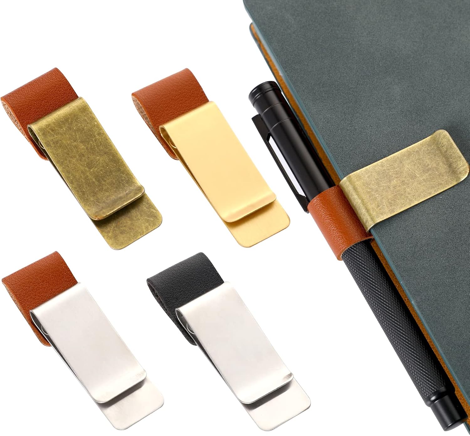 Amazon.com : Leather Pen Holder Clip for Notebook,4 Pcs Vintage Pen ...