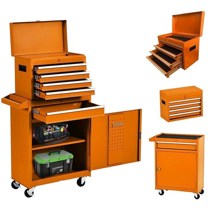 Buy 5-Drawer Rolling Tool Box with Drawers Tool Chest on Wheels Keyed ...