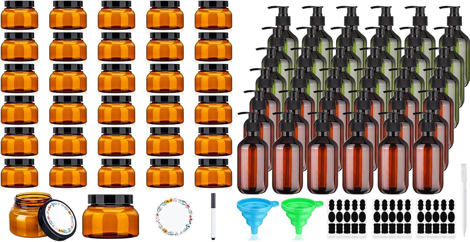 Amazon.com: 32 Pack 8 oz Plastic Sugar Scrub Containers and 36 Pcs ...