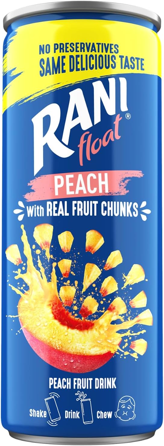 Rani Float Peach Can, Fruit Drink with Real Fruit Pieces, 240ml : Buy ...