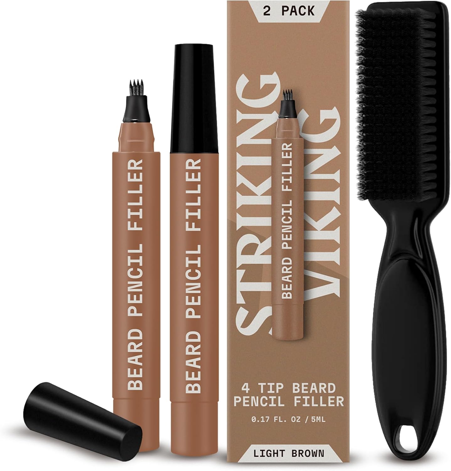 Striking Viking Beard Pencil Filler for Men - Pack of 2, Light Brown ...