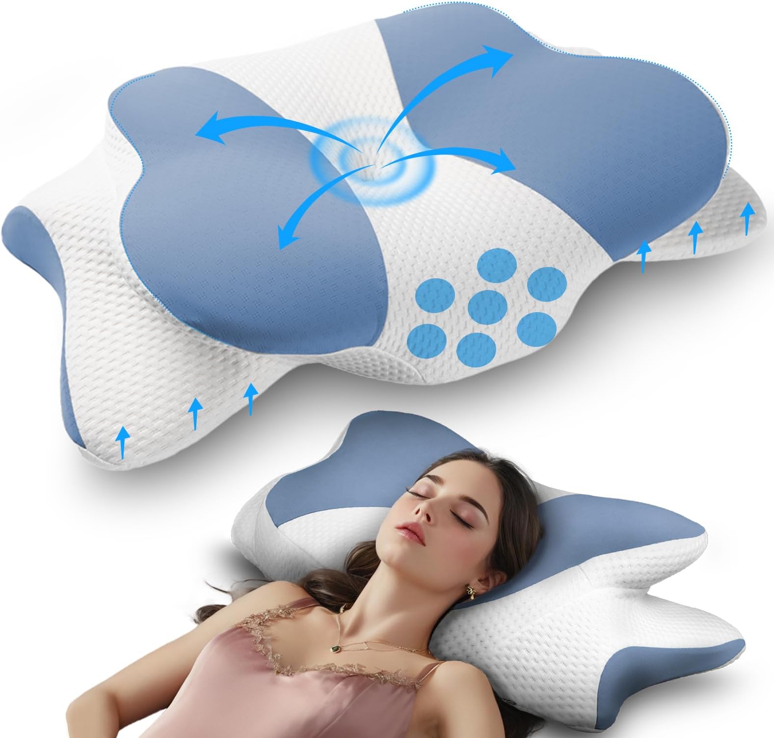 Amazon.com: SKG P3E Cervical Neck Pillow for Pain Relief, 3-Layer ...