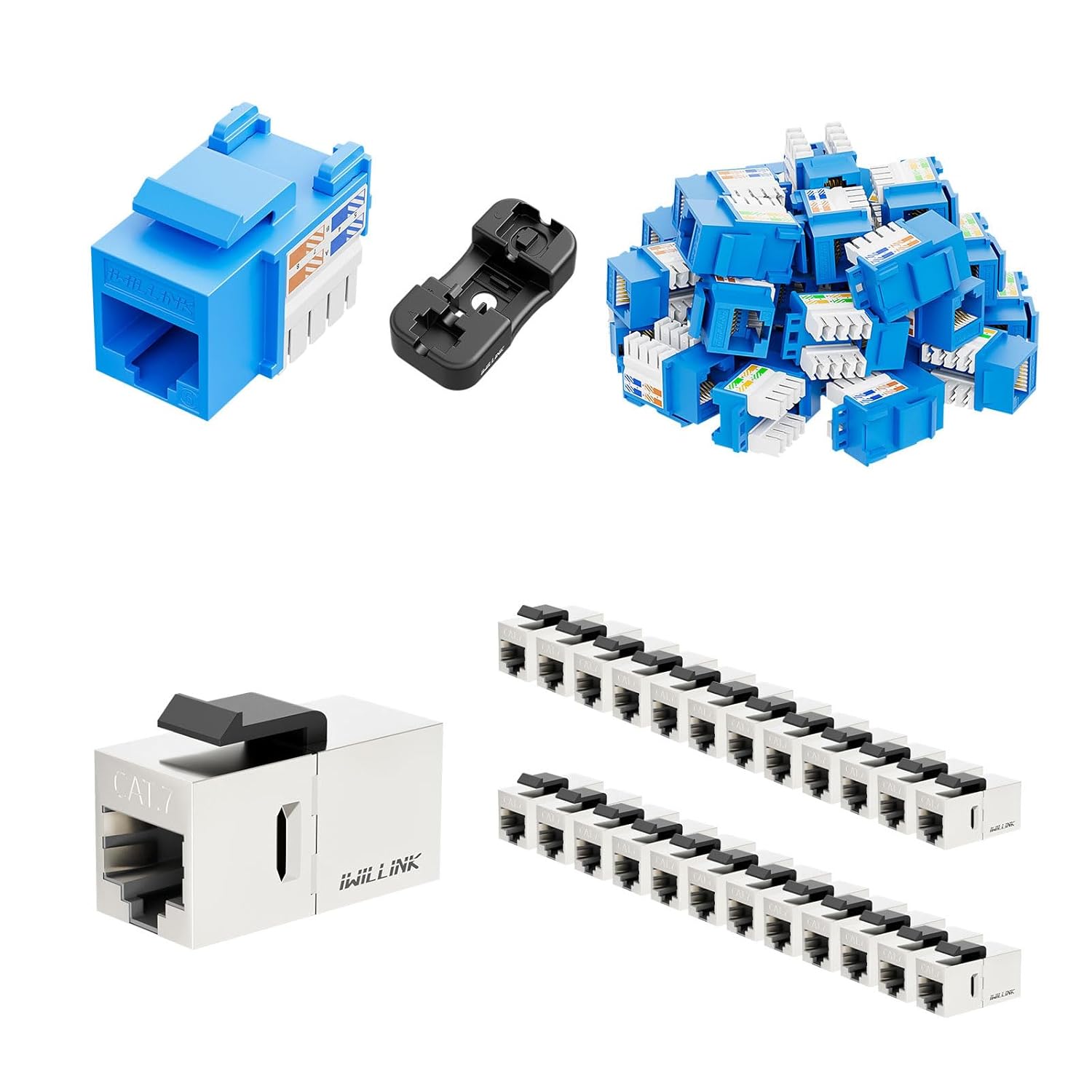 Amazon.com: iwillink Cat6 RJ45 Keystone Jack 25-Pack and Keystone Punch ...