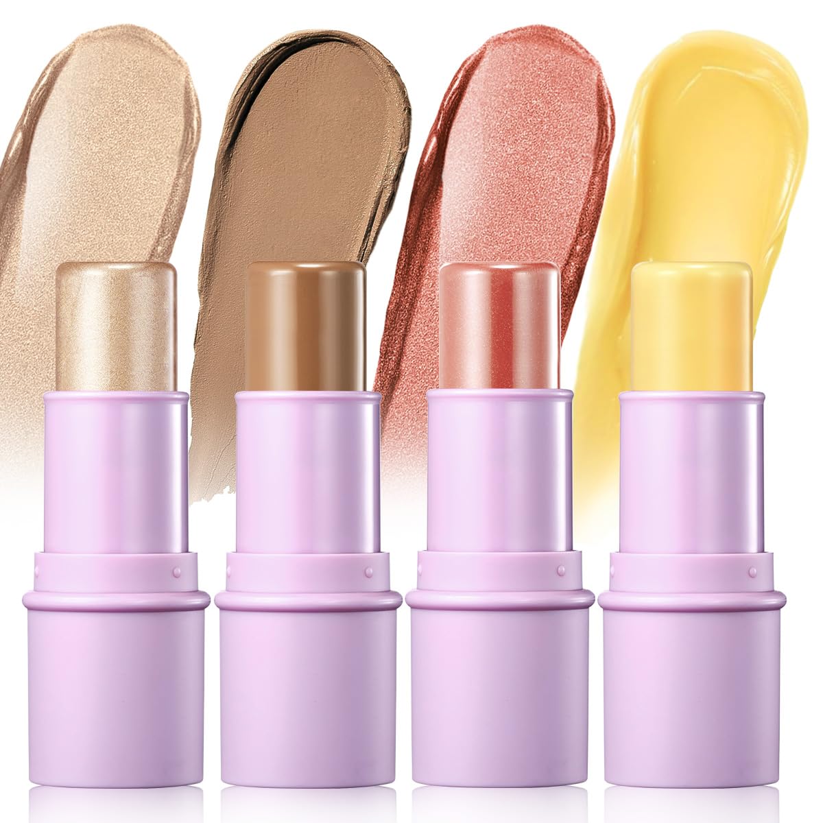 Amazon.com: LUXAZA 4Pcs Cream Blush Contour Highlighter Bronzer ...