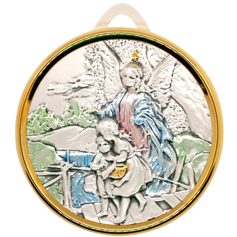Amazon.com: Guardian Angel Guiding Children Crib Medal | Silver-Tone ...