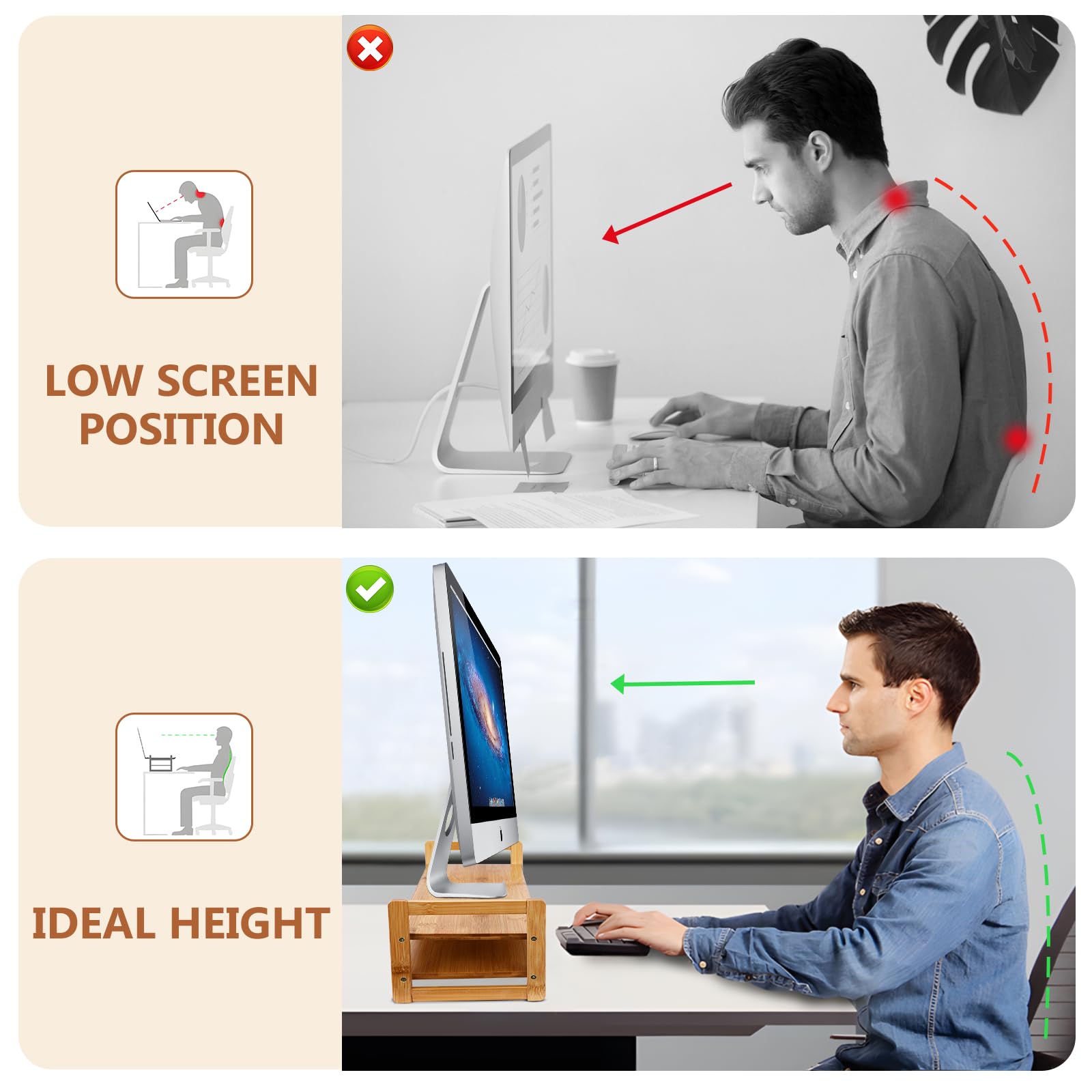 Snapklik.com : YGYQZ Computer Stand Monitor Stand Riser For Desk, 2 ...