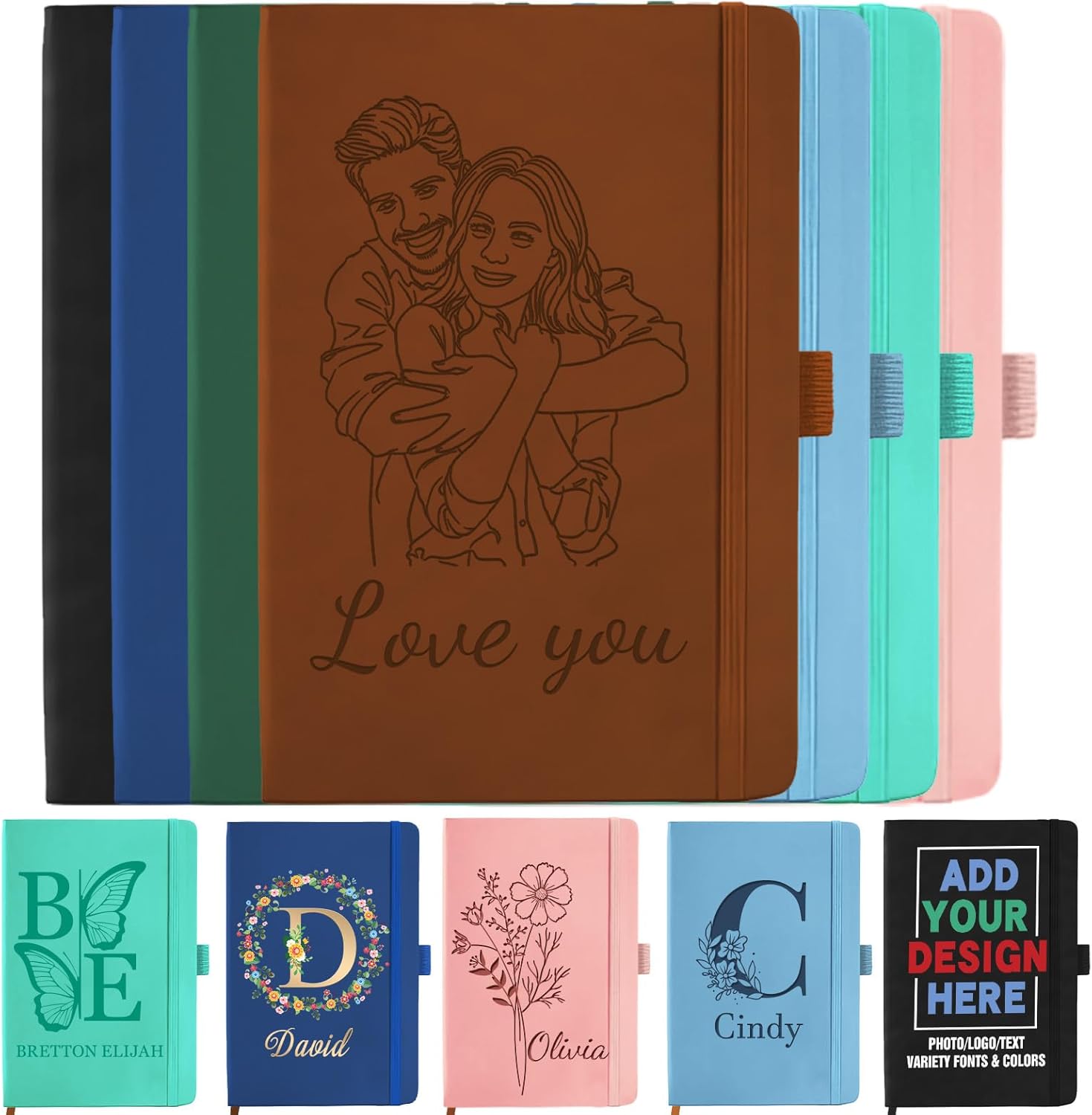 Amazon.com : Morlavid Custom Leather Notebook Personalized Journals ...