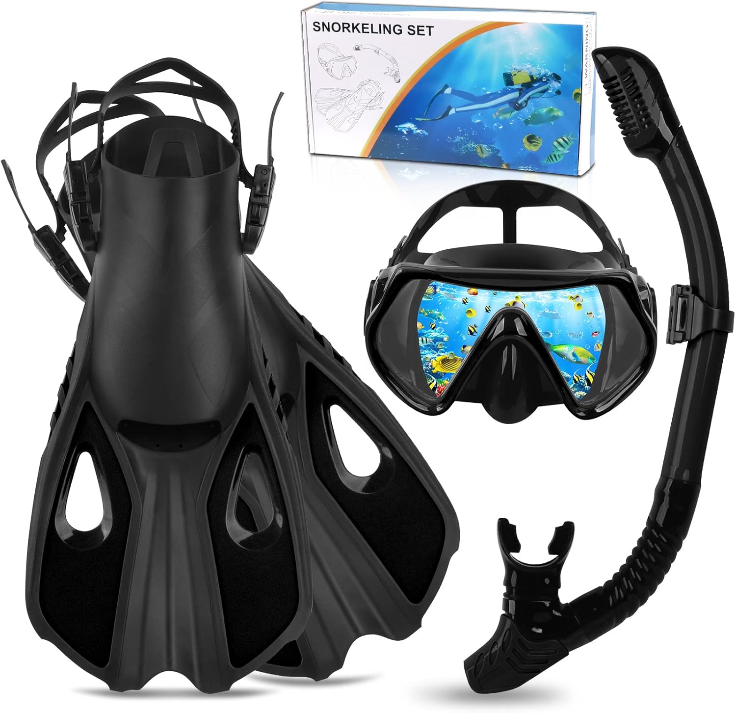 Amazon.com : RTDEP Snorkeling Gear for Adults, Mask Fins Snorkel Set ...