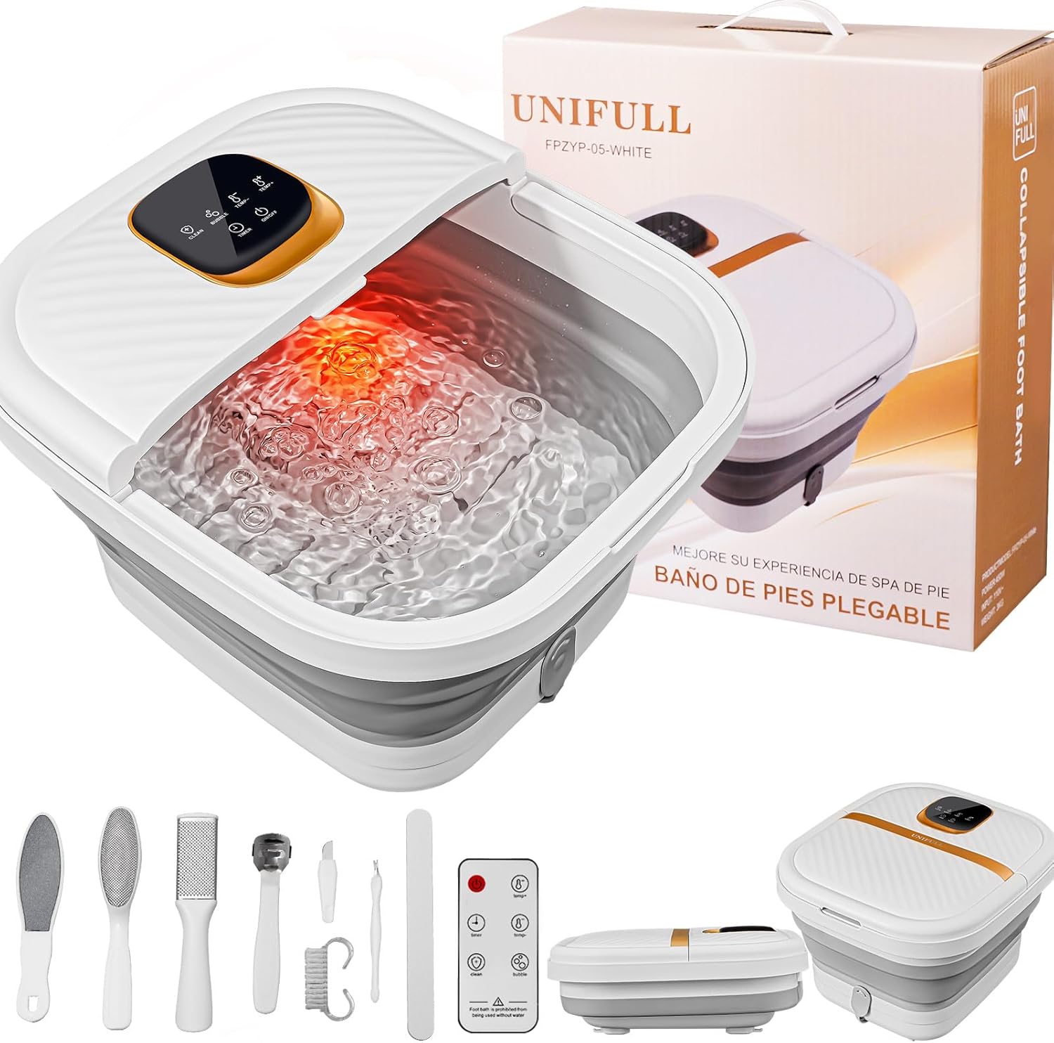 Spa para Pies Tina para Pedicure Plegable Con Calor Y Rodillo de Masaje ...