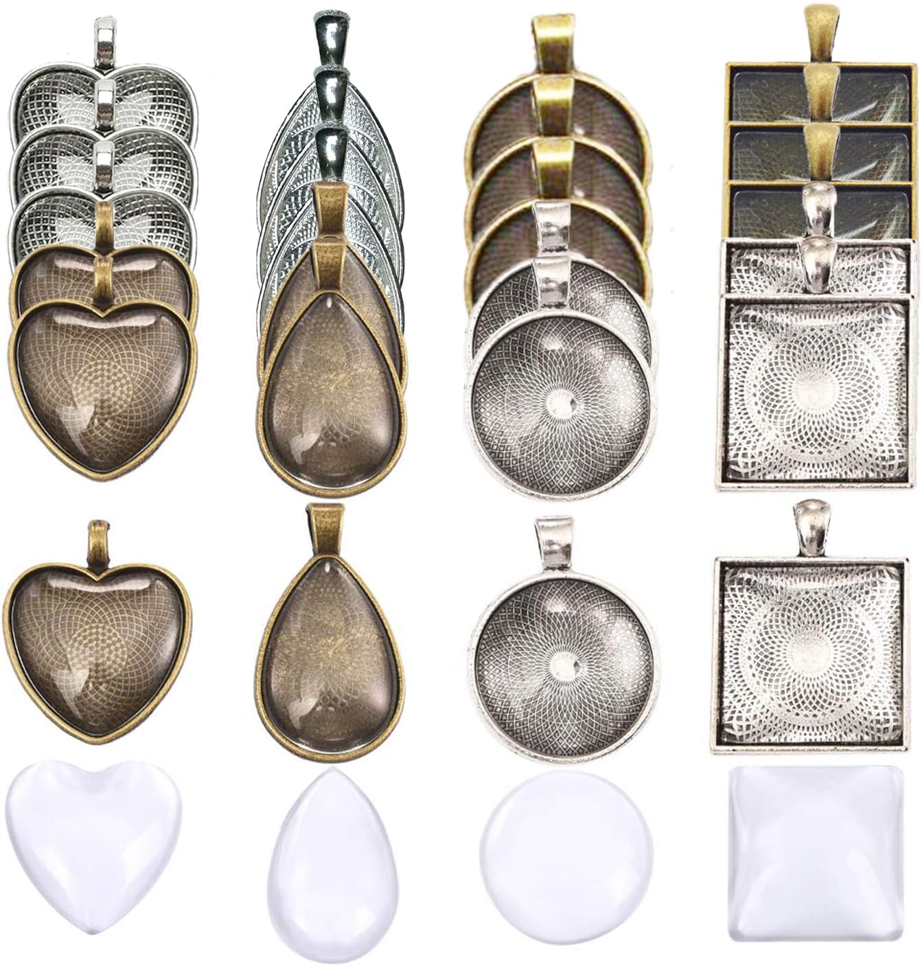 Amazon.com: BetterJonny 48pcs Bezel Pendant Trays, 4 Shapes Pendants ...
