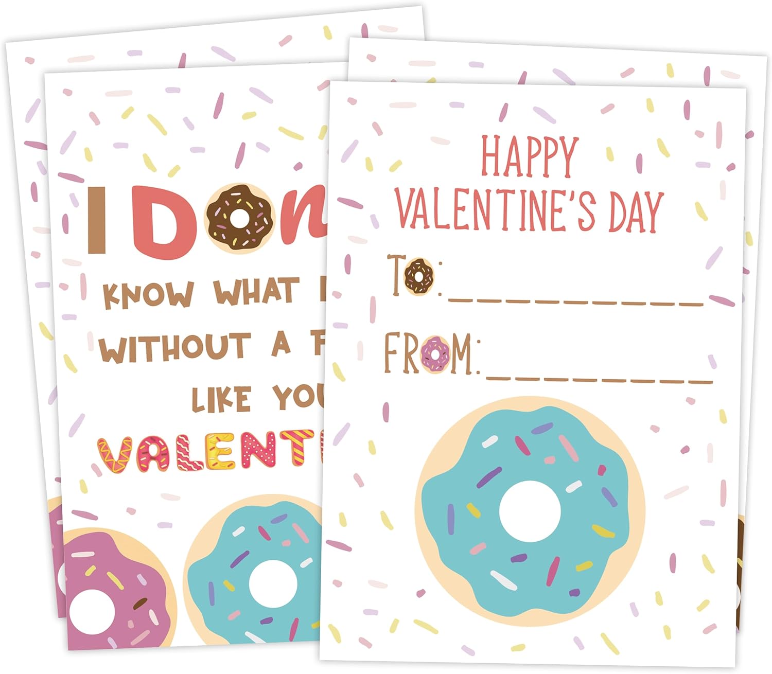 Amazon.com : QOFO 30 Pcs Donut Valentines Days Cards for Boys Girls ...
