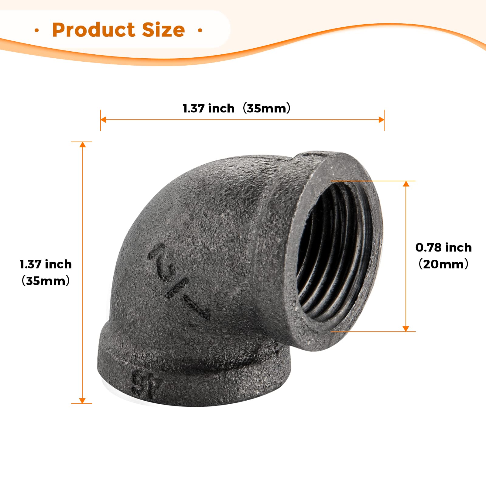 Snapklik.com : 1/2" Pipe Fitting Elbow - 20 Pack Industrial Pipe ...