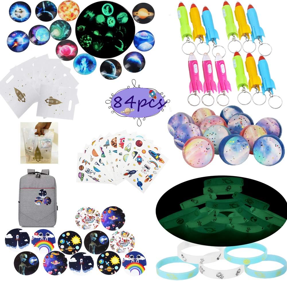 Amazon.com: Outer Space Party Favors Supplies,Tattoo Sticker Bouncy ...