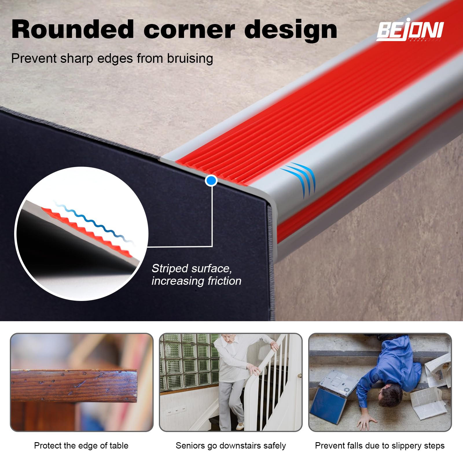 Snapklik.com : BEJONI Stair Edge Protector, Self-Adhesive Stair Nosing ...