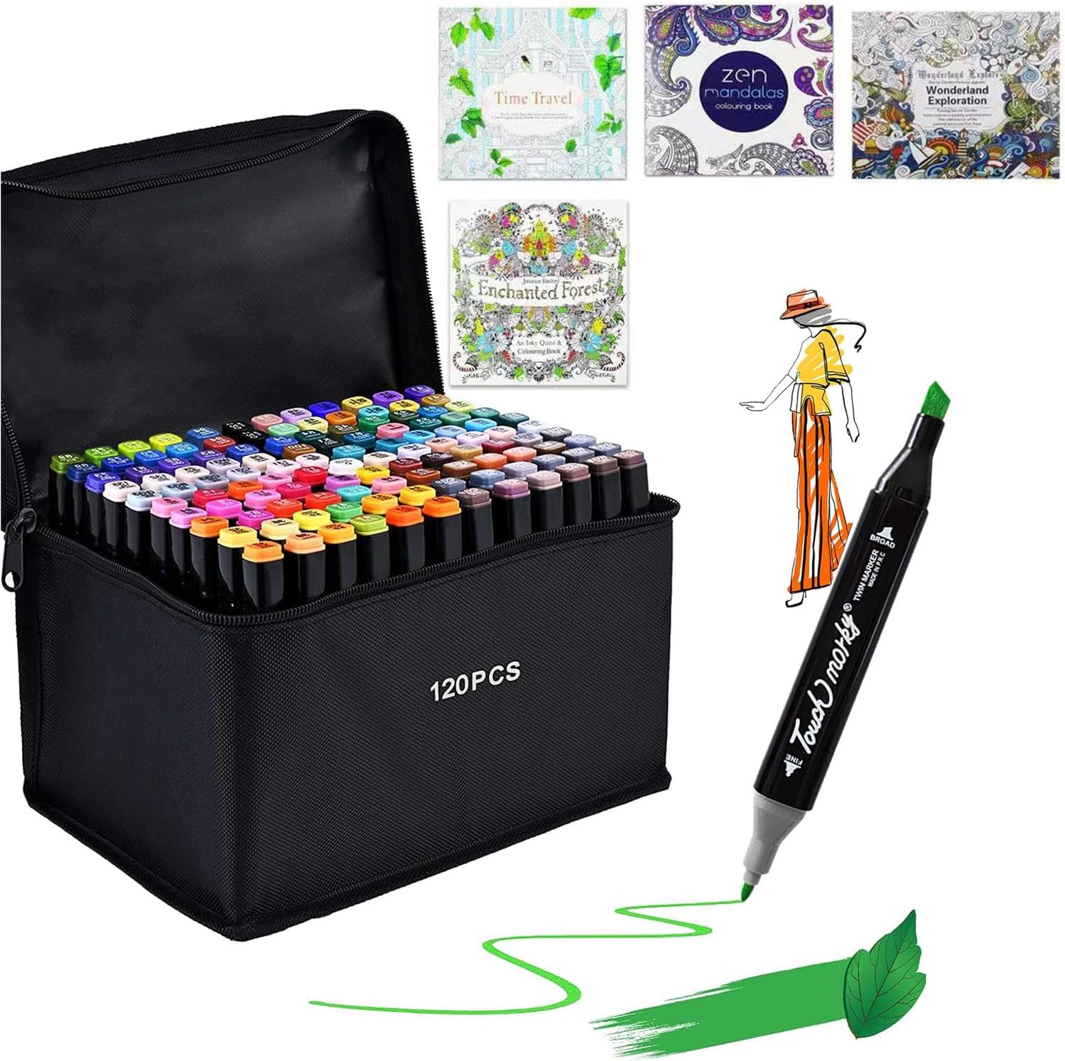 Marker Pens Set 120 Pcs Colors Coloring Drawing Marking With 1 Painting ...
