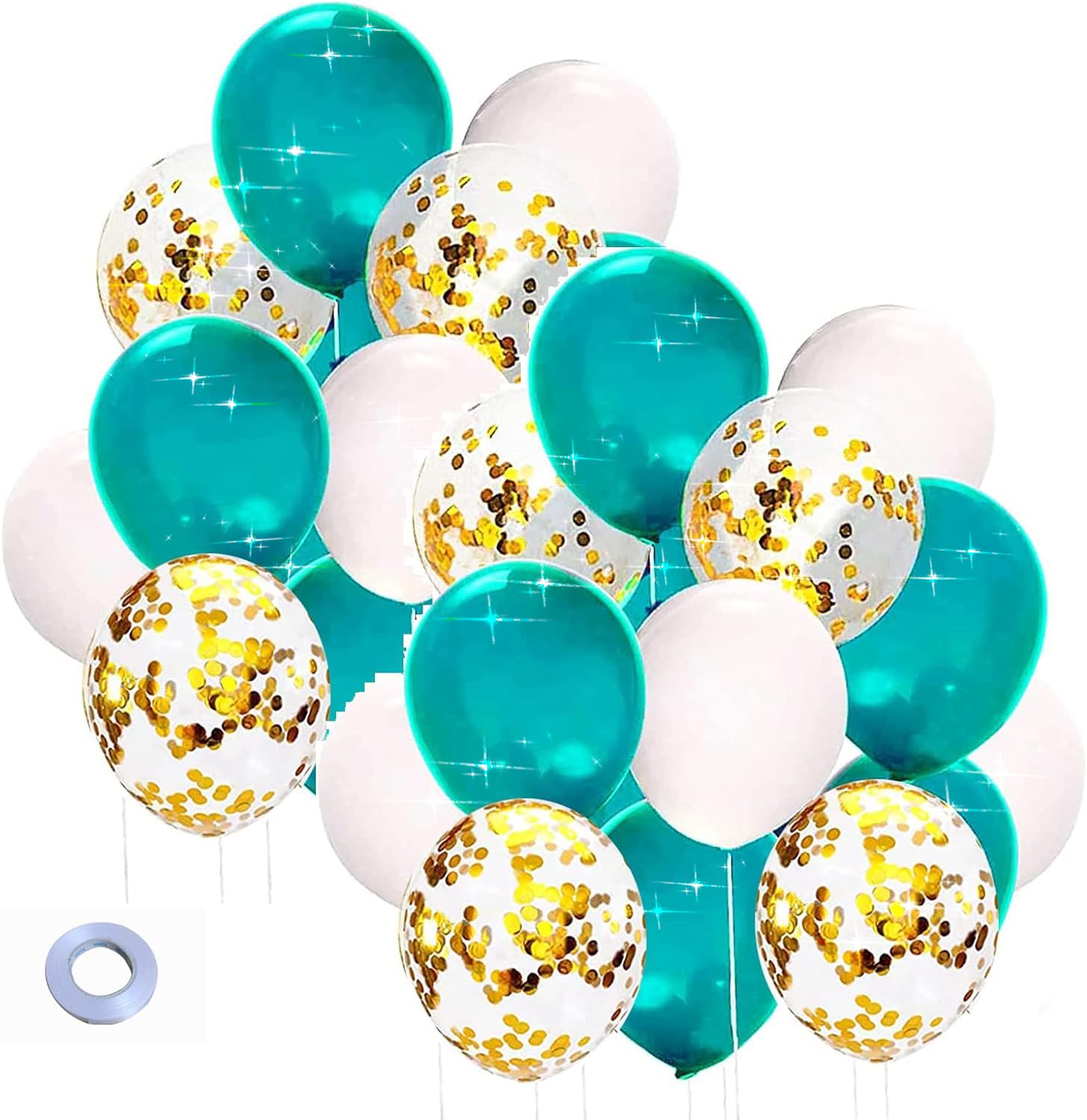Amazon.com: Teal Gold White Balloons Teal Gold Birthday Party ...