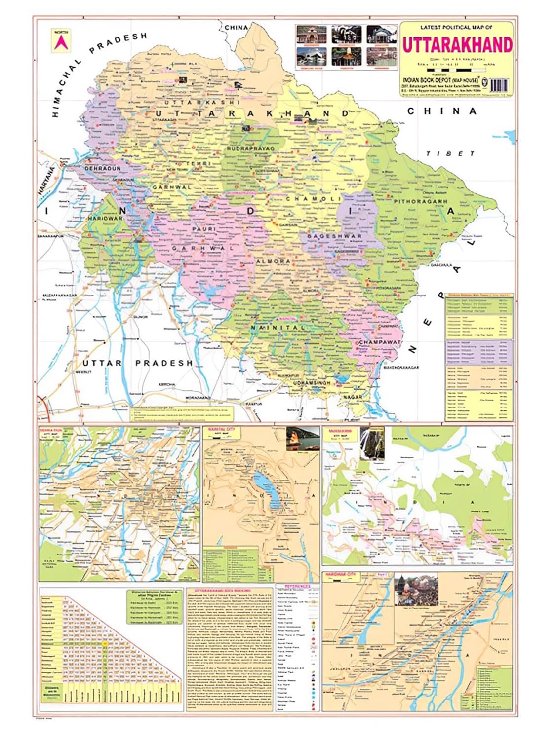 Editone International Uttarakhand Latest Political State Map For Wall ...