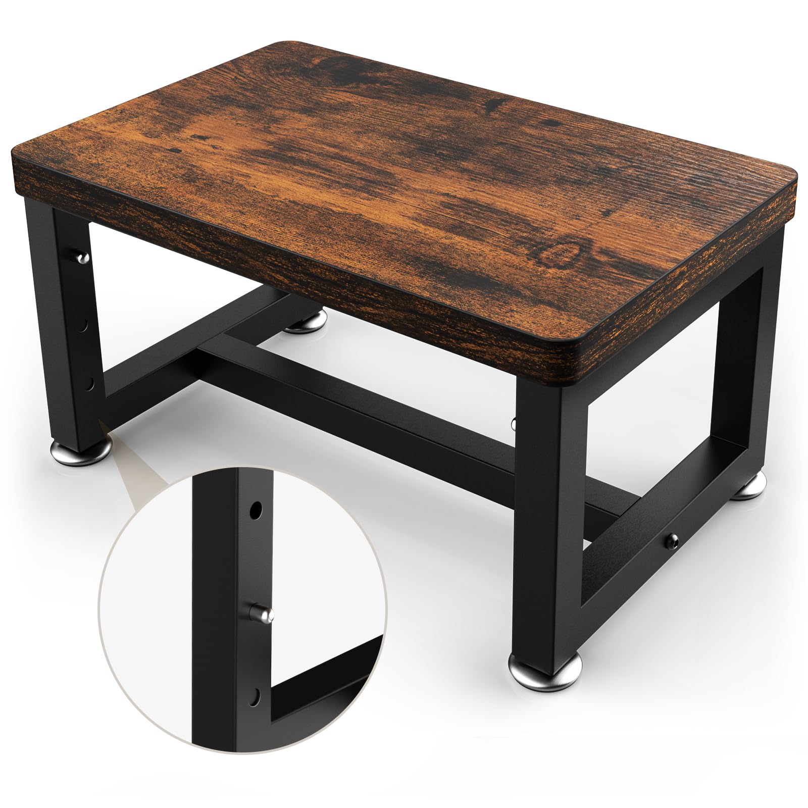 Amazon.com: NomNest Step Stool, Height-Adjustable Wooden Step Ladder Metal Foot Stool Small ...