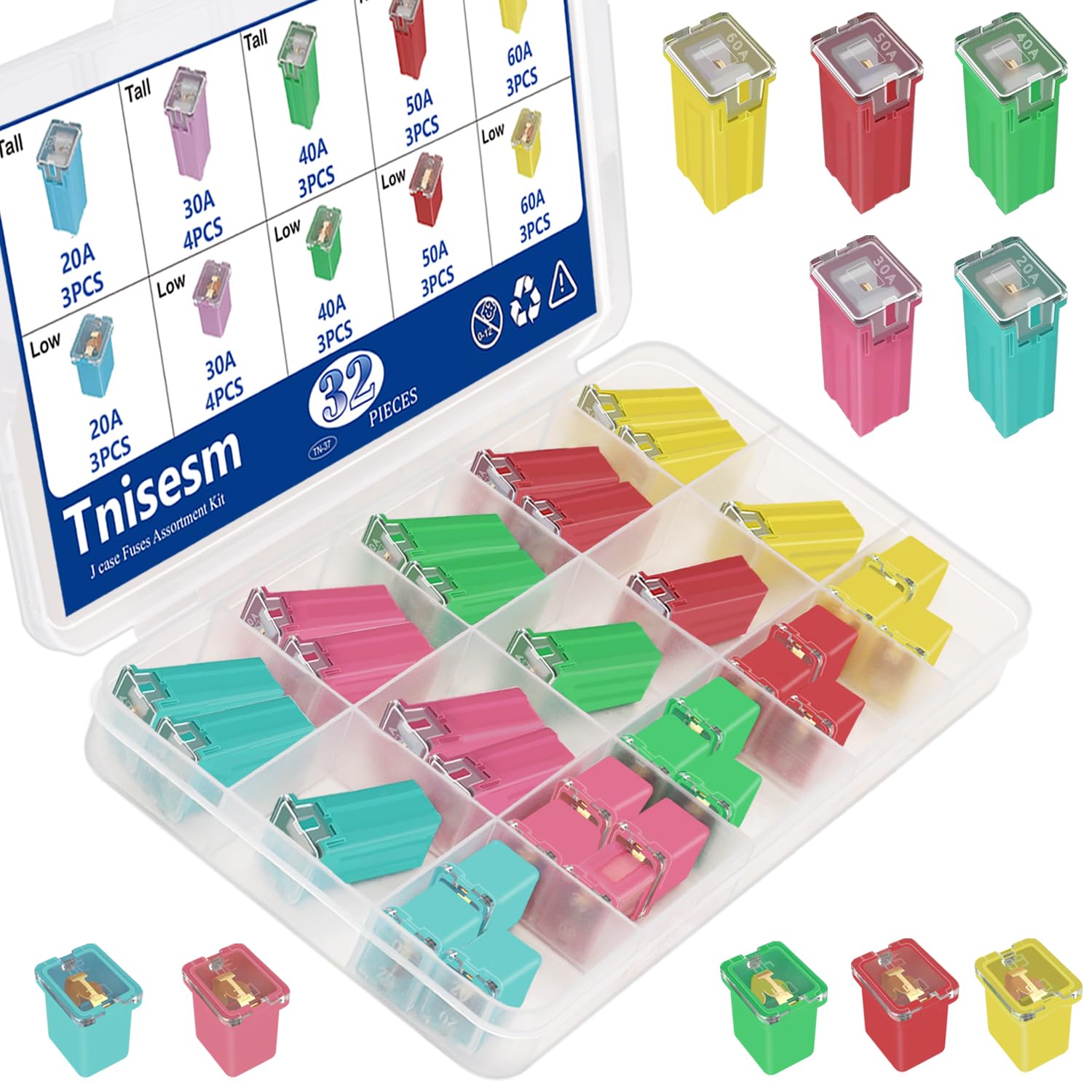 Amazon.com: Tnisesm 32Pcs Jcase Fuses Assortment Kit, Low and Tall/STD ...