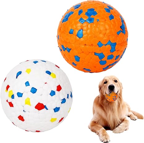 2Pack Indestructible Dog Balls - Teeth Cleaning Puppy Chew Toys ...