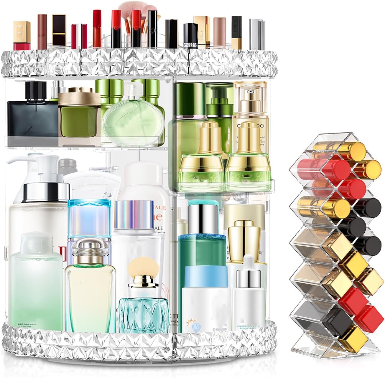 Amazon.com: 360 Rotating Makeup Organizer Acrylic Perfume Organizer DIY ...