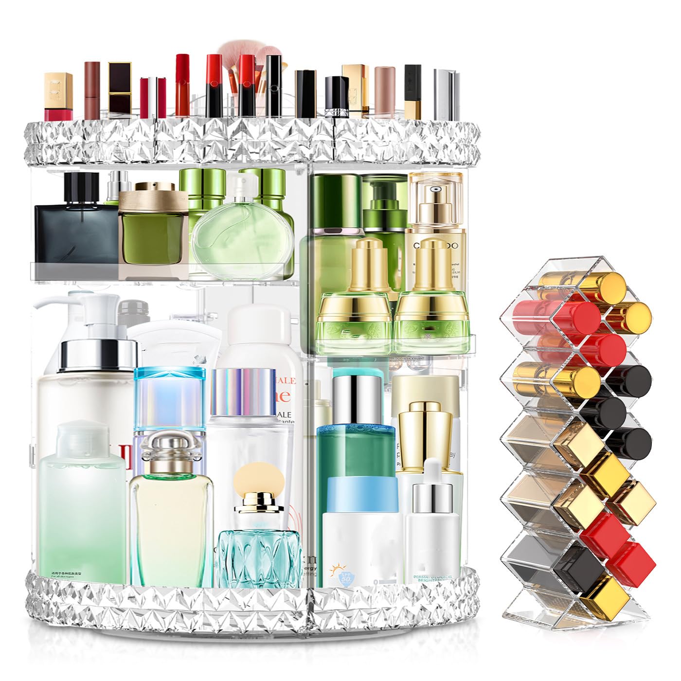 Amazon.com: 360 Rotating Makeup Organizer Acrylic Perfume Organizer DIY ...