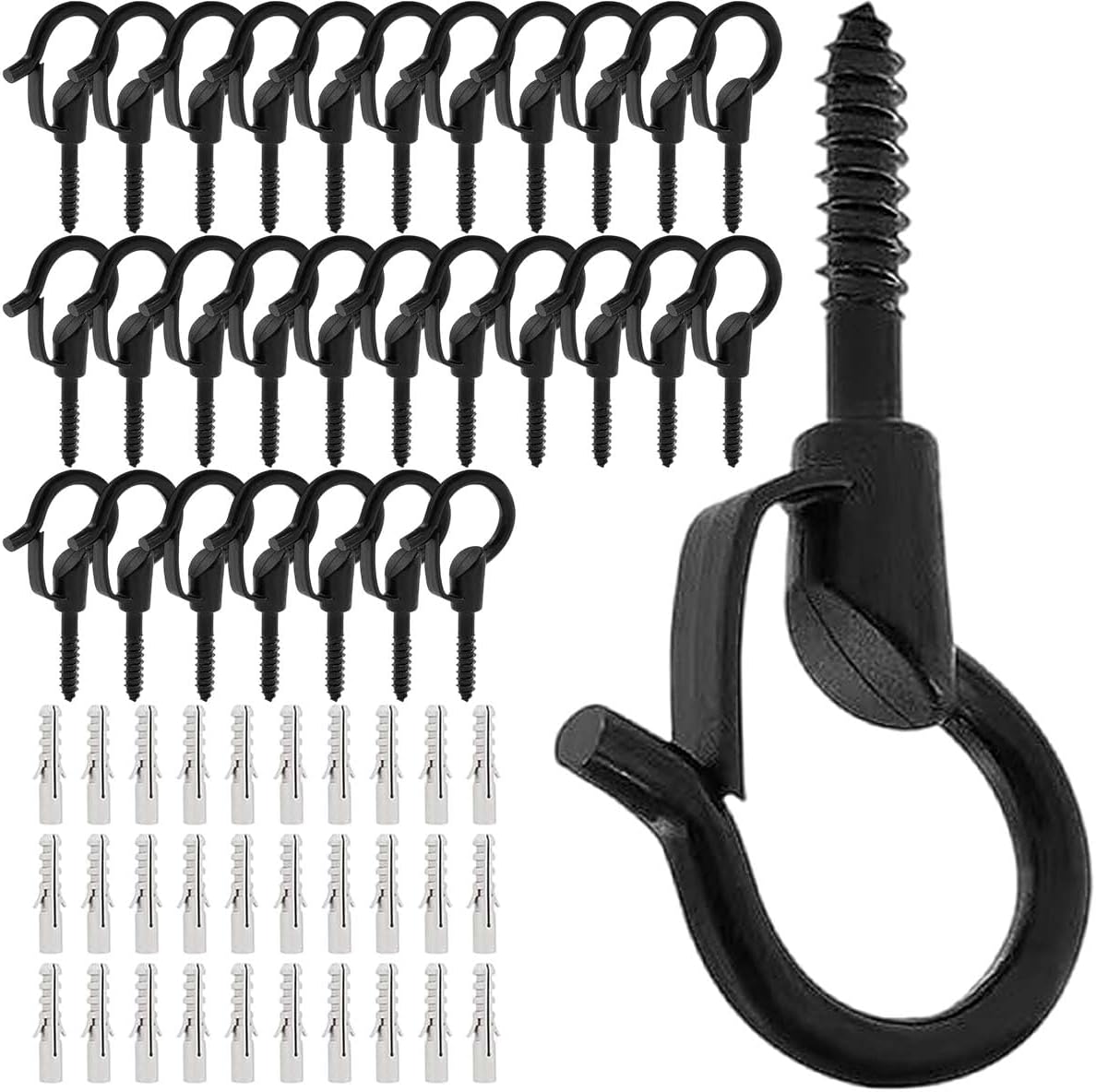 BURTONN 30Pcs Crochet a Visser Charge Lourde, Crochets Plafond à Visser,Crochet Suspension à Vis ...
