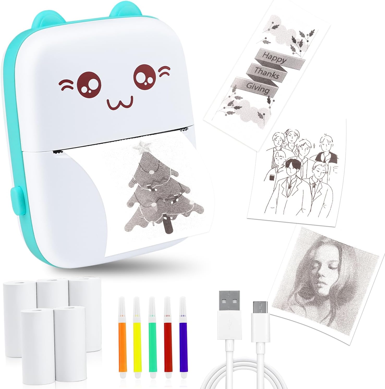 Bunnyboo Mini Thermal Printer, Bluetooth Labler Maker, Portable Label ...